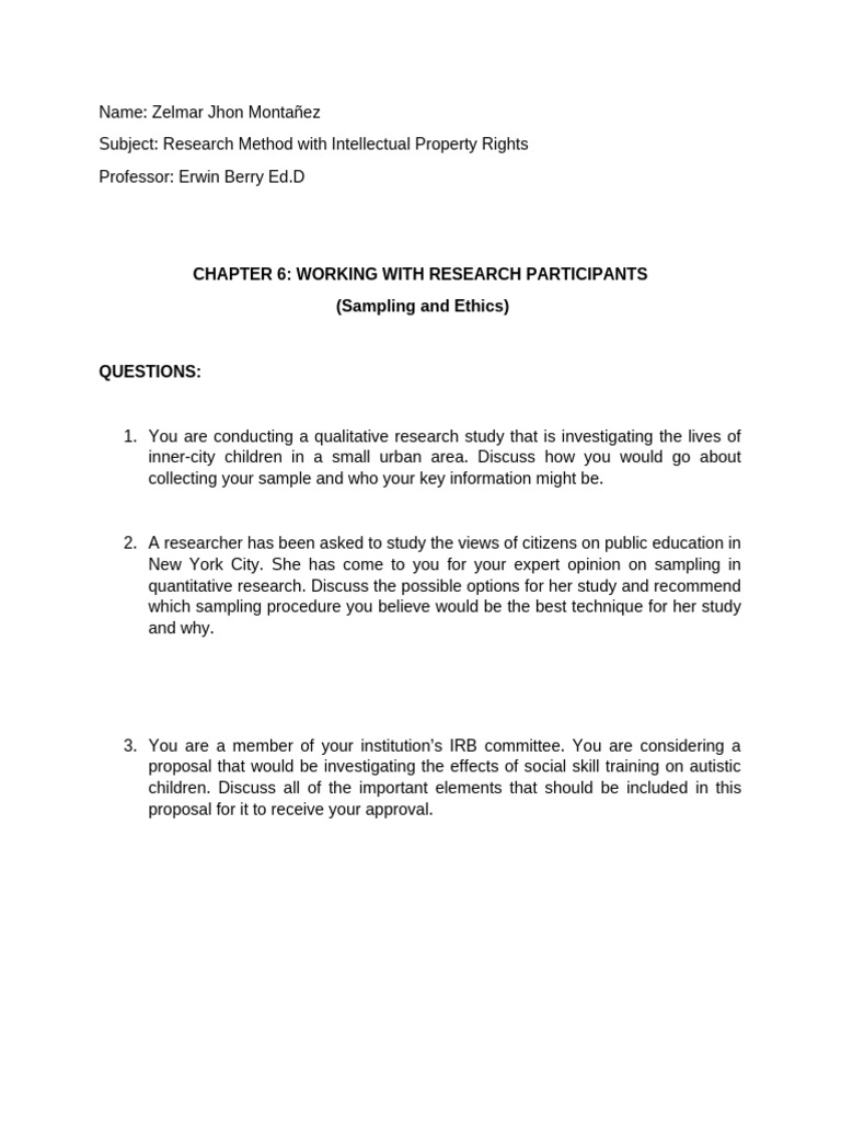 Research Method With Ipf Act. 6 | PDF