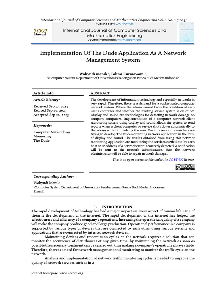 Implementation Of The Dude Application As A Networ Pdf