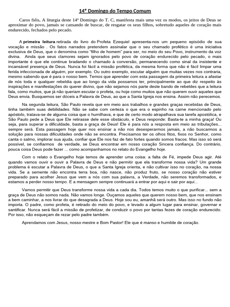 14º DOMI. TEMPO COMUM - ANO B | PDF