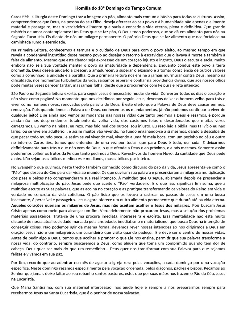 18º Domi. Tempo Comum - Ano B | PDF