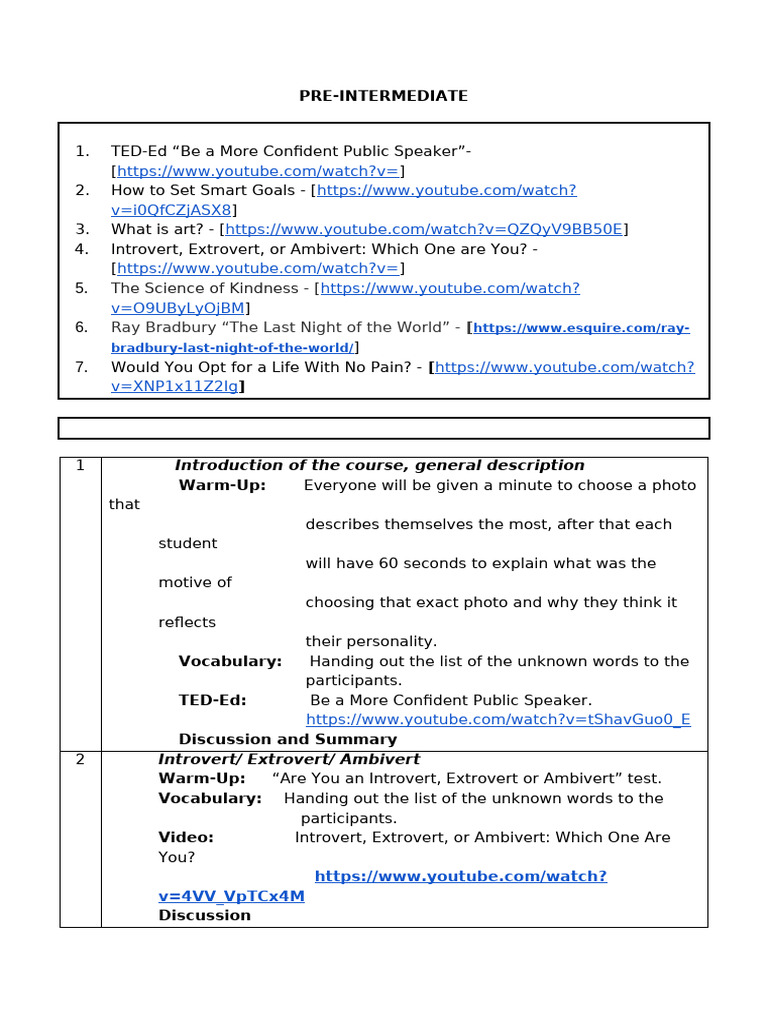 English Club Pre-Intermediate | PDF