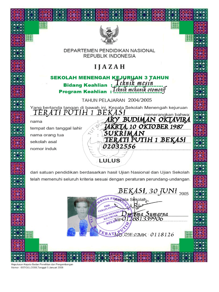 Ijazah Ari Budiman | PDF