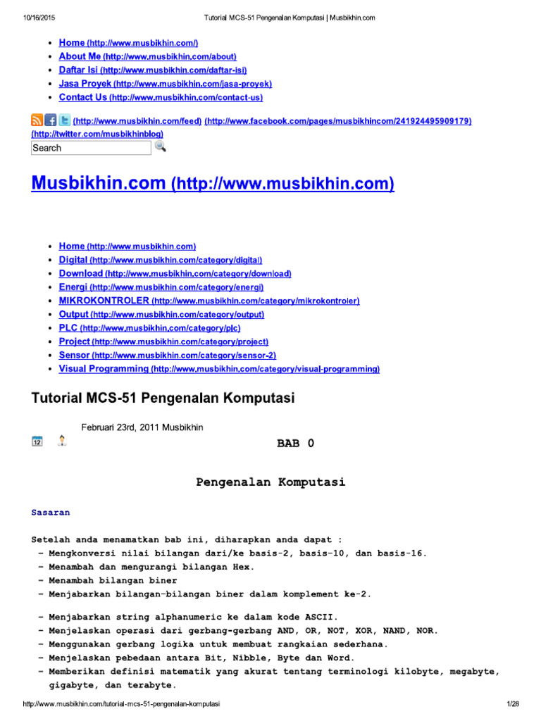 Tutorial MCS-51 Pengenalan Komputasi | PDF