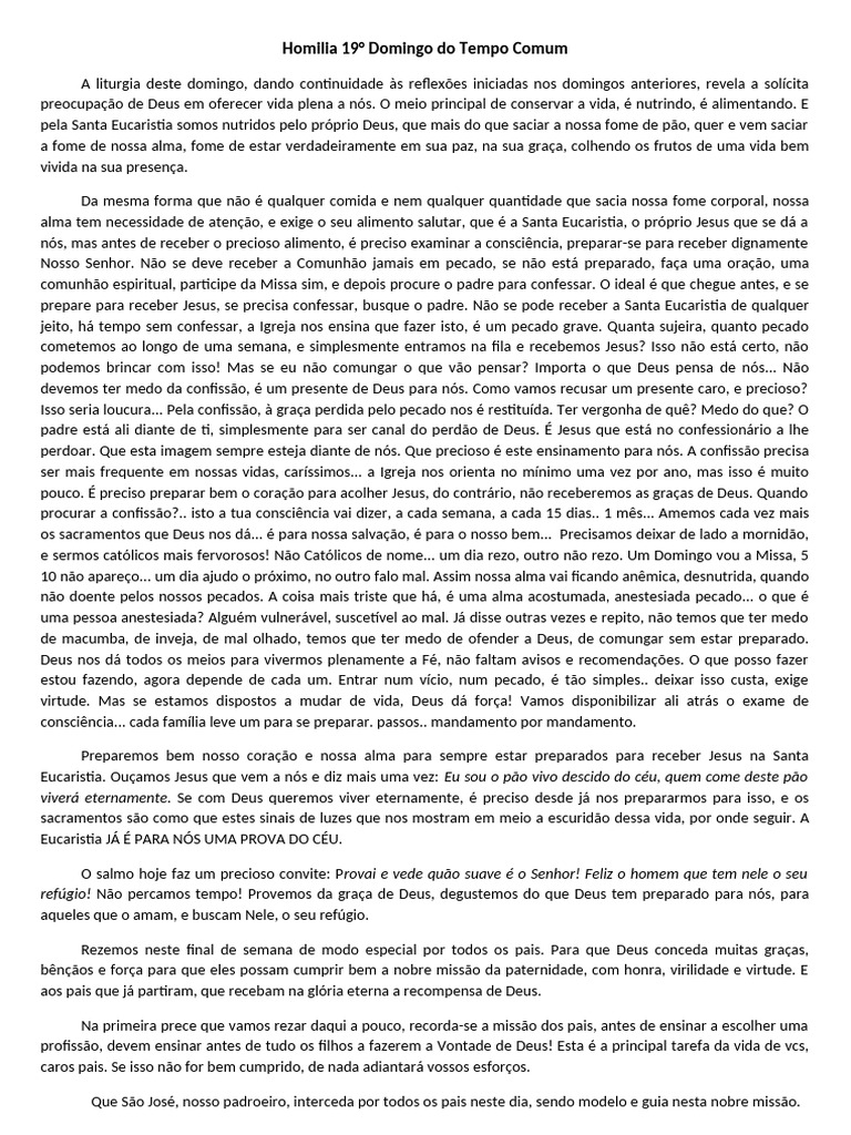 19º Domi. Tempo Comum - Ano B | PDF