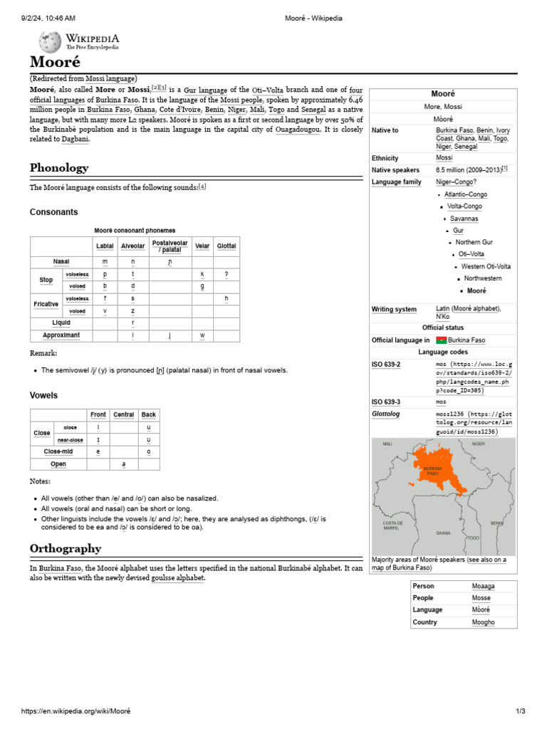 Mooré - Wikipedia | PDF