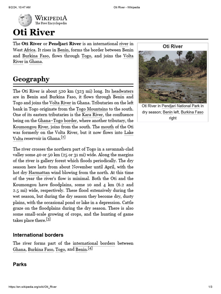 Oti River - Wikipedia | PDF