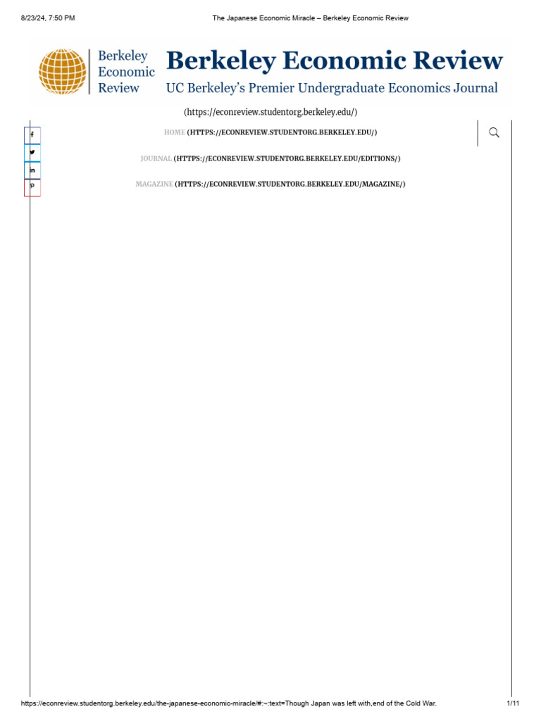 The Japanese Economic Miracle - Berkeley Economic Review | PDF