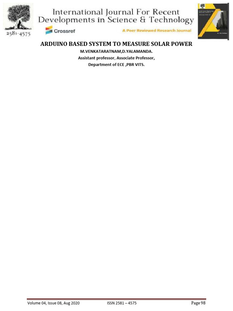 Arduino Based System To Measure Solar Power | PDF