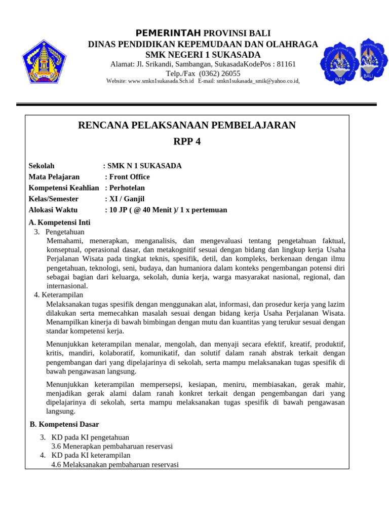 RPP KD 3.6 Front Office | PDF