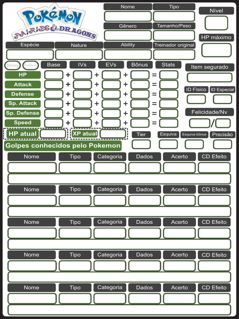 Ficha de Pokemon Impressão | PDF | Pokémon