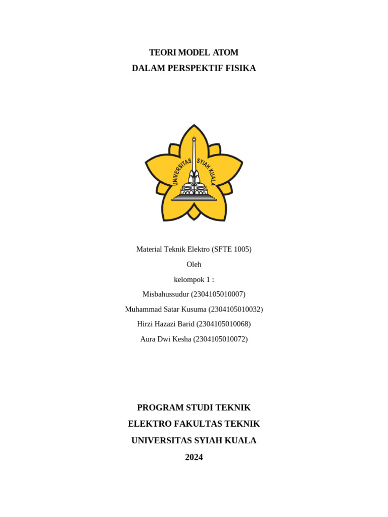 Teori Model Atom Kelompok 1 | PDF