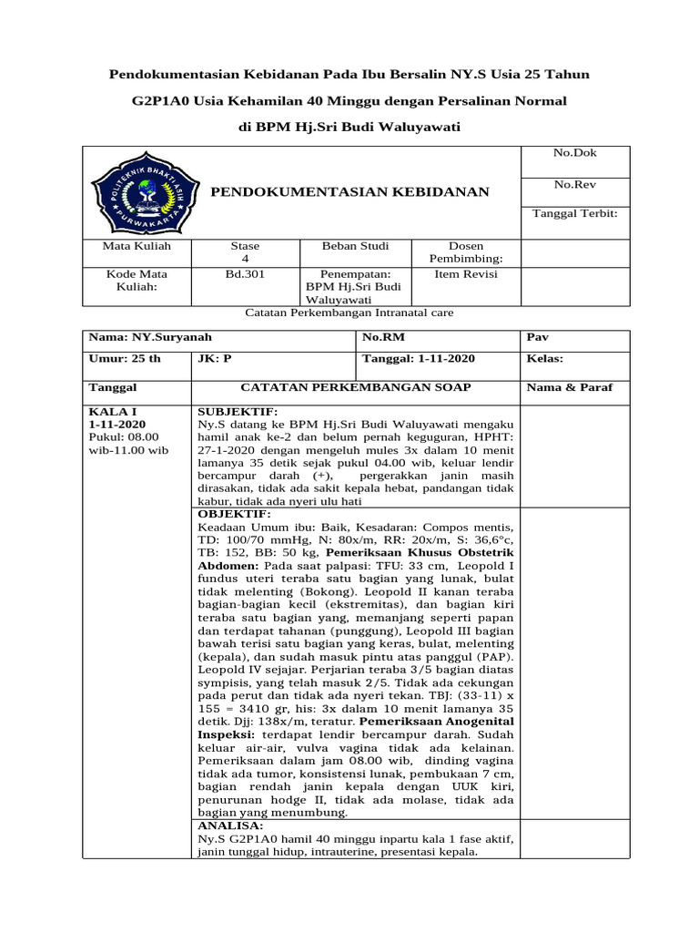 25 Soap Persalinan Normal | PDF