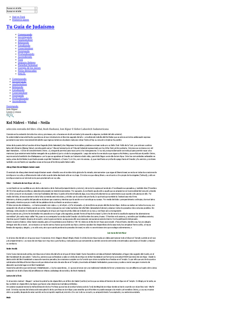 Kol Nidrei - Vidui - Neila - Tu Guía de Judaísmo | PDF | Jewish Belief ...
