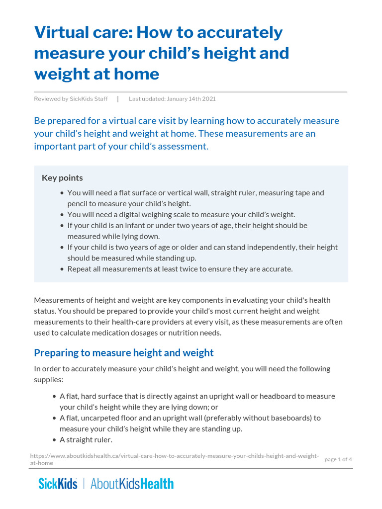 Virtual Care - How To Accurately Measure Your Child’ S Height and ...