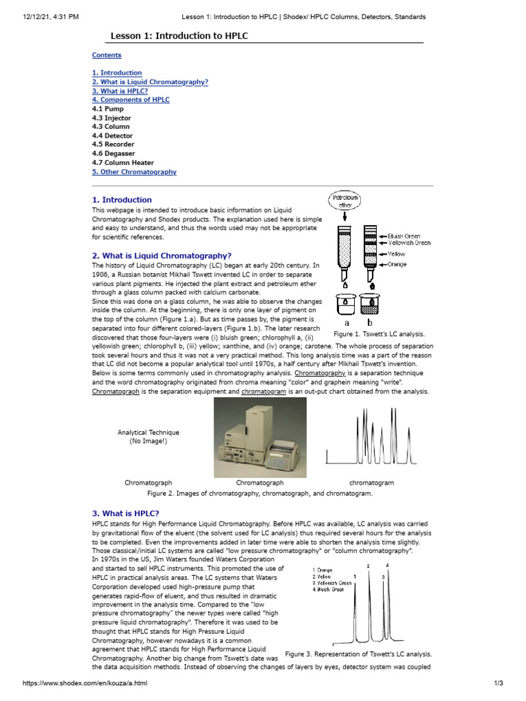 1_ Introduction to HPLC | PDF
