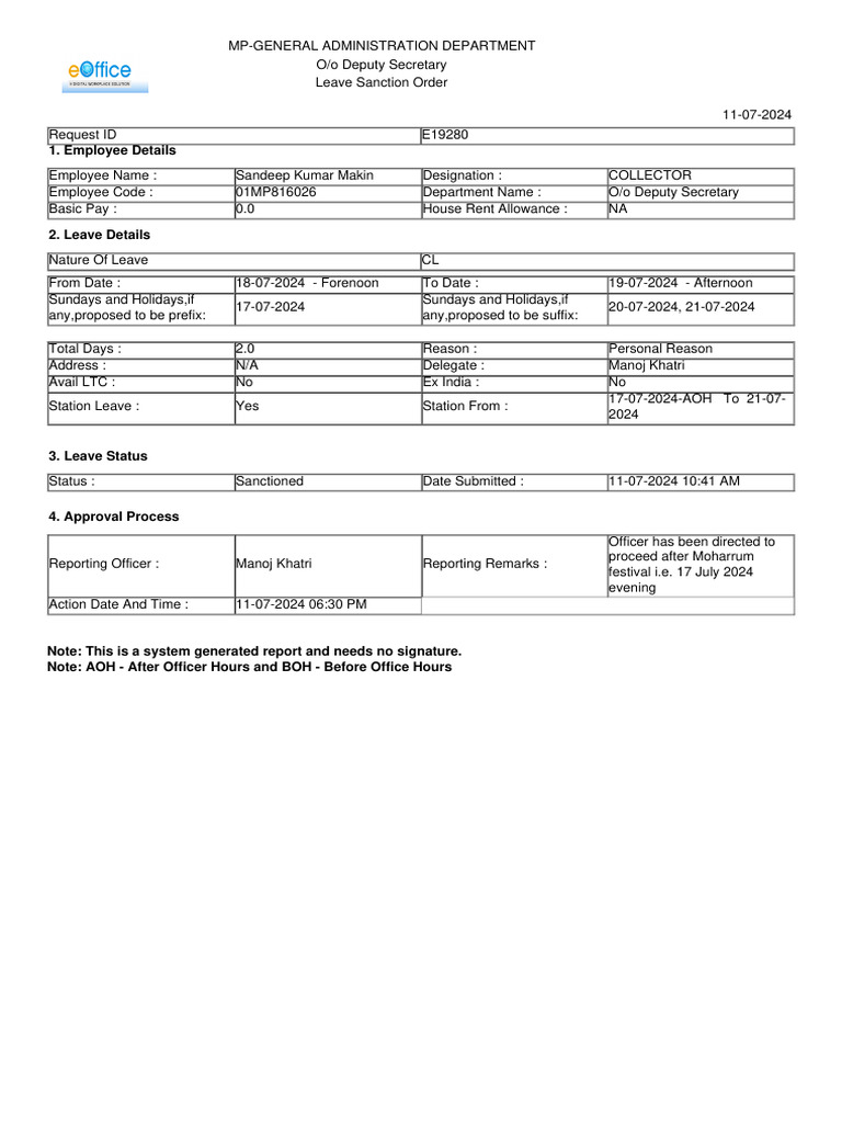 Employee Leave History | PDF