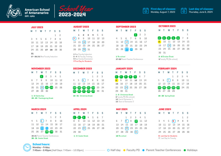 Asa Calendar 2023-2024 | PDF
