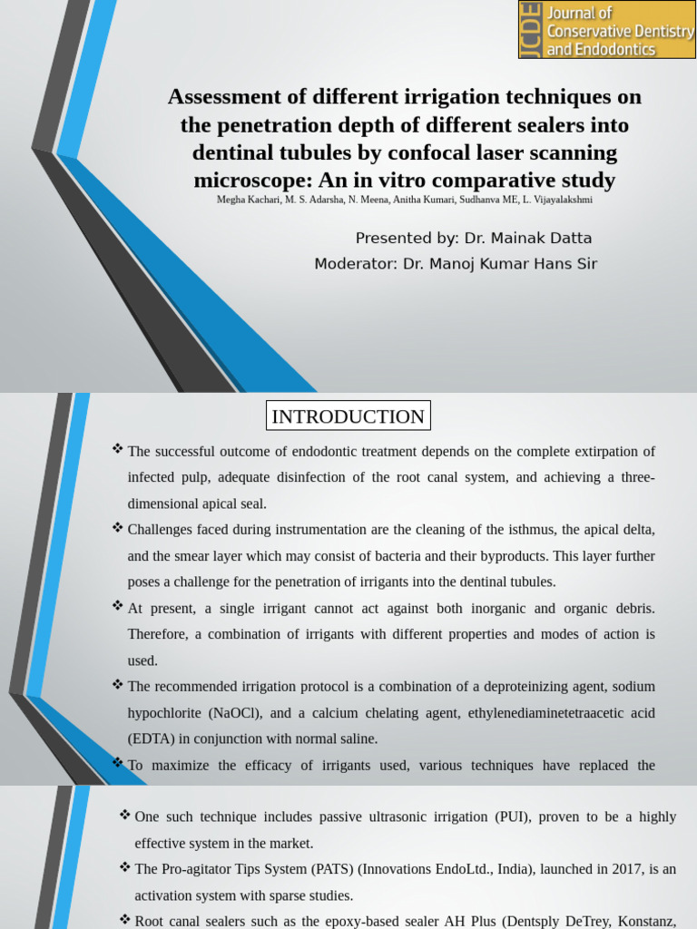 Assessment of Different Irrigation Techniques On The Penetration Depth of Sealers | PDF