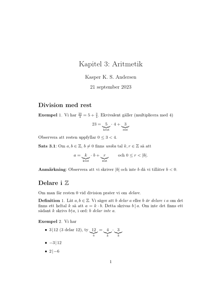 Diskret Matematik FMSF40 Föreläsningsnoter 2023-Kap3 | PDF