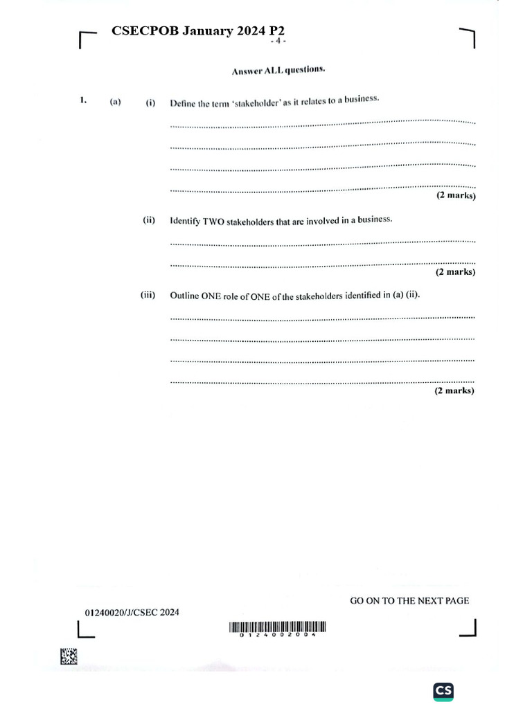 Csec Pob p02 January 2024 | PDF