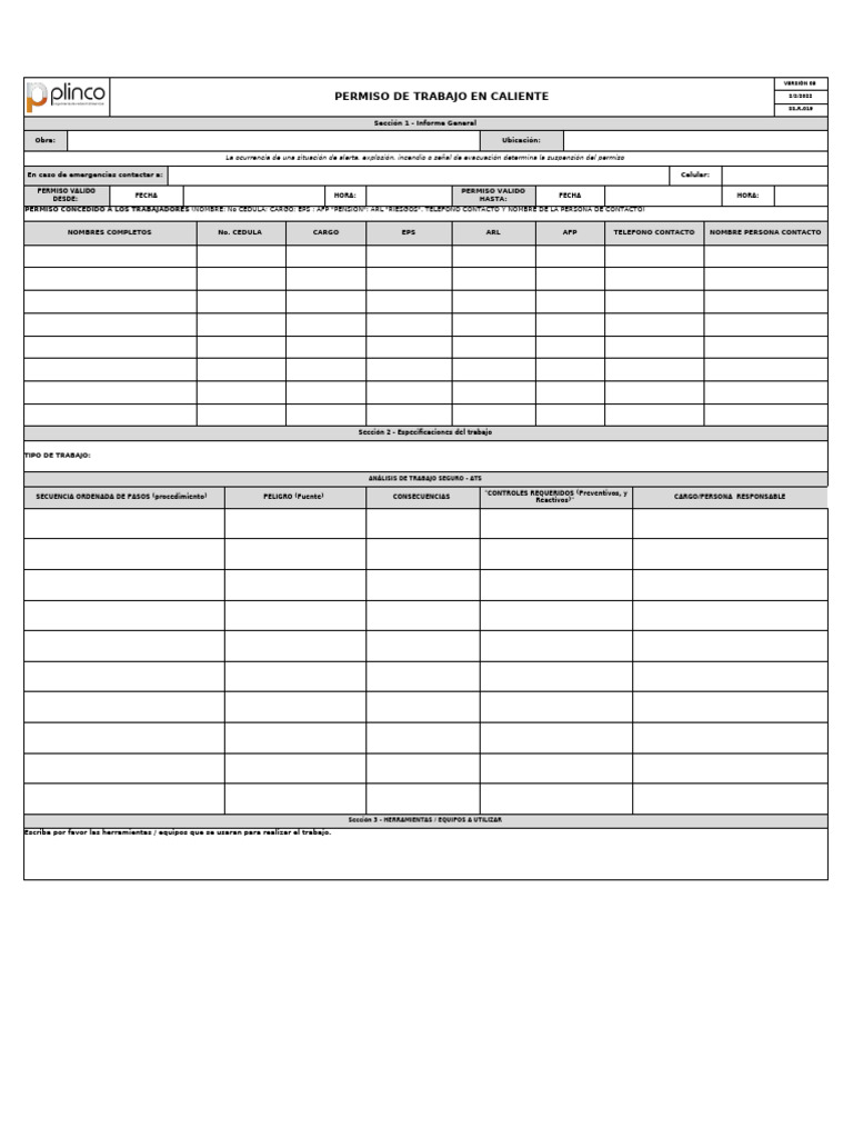 SS-R-019 Permiso de Trabajo en Caliente V5 | PDF