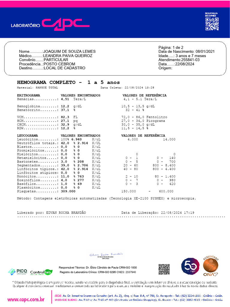 Resultado - Laboratorio CAPC - 4070035813774 | PDF | Sangre | Ciencia y matemáticas