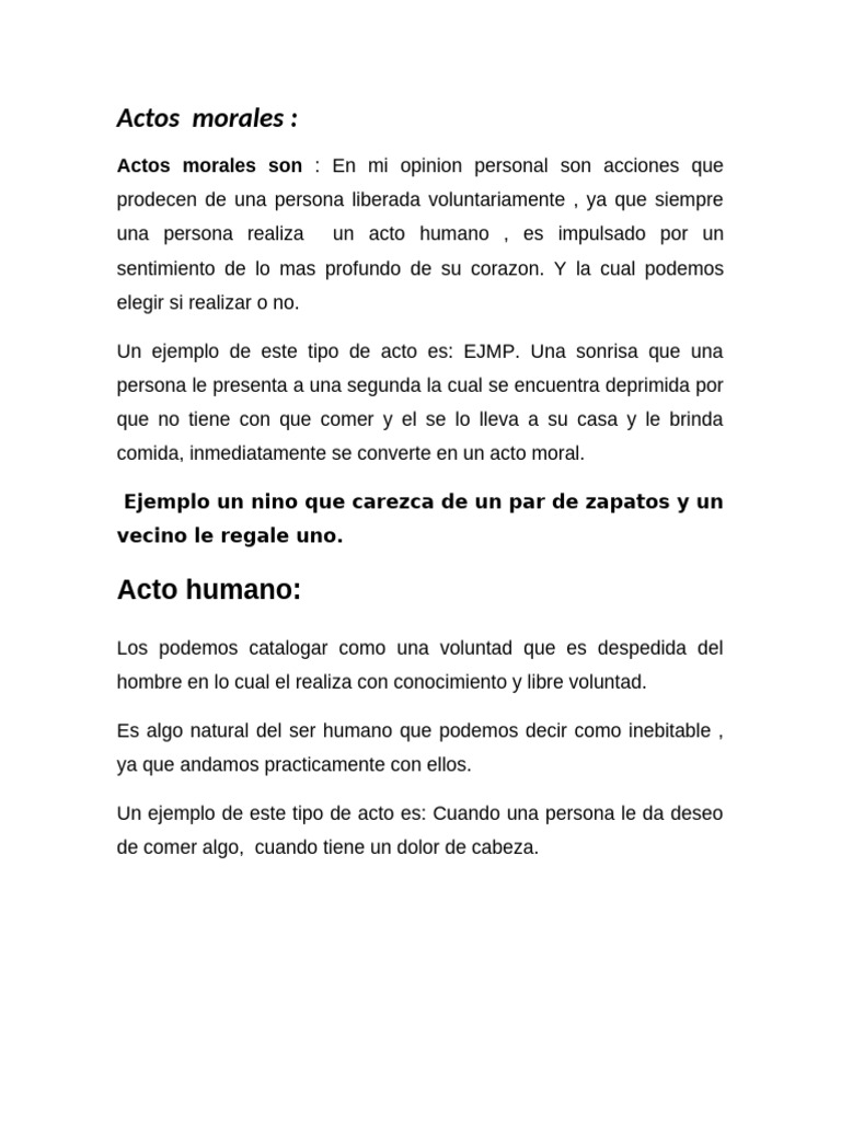 Actos Morales | PDF | Salud y bienestar
