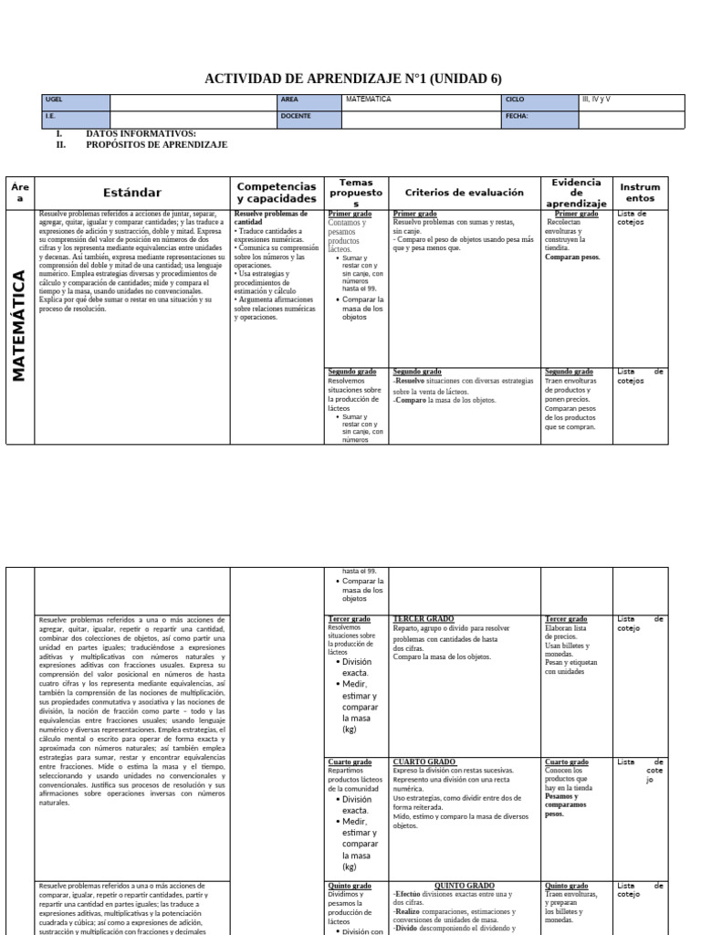 Sesion 01 Mat - Unidad La Industria | PDF