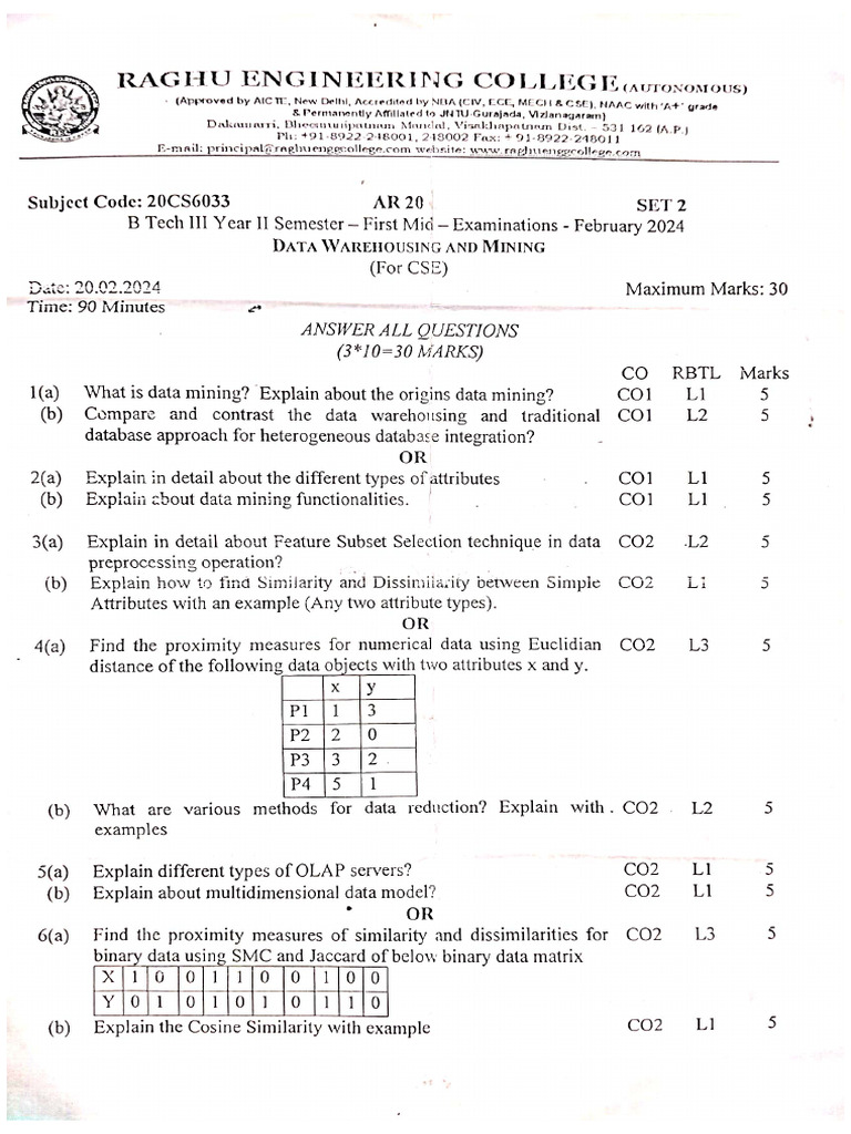 3-2 Mid Question Papers | PDF