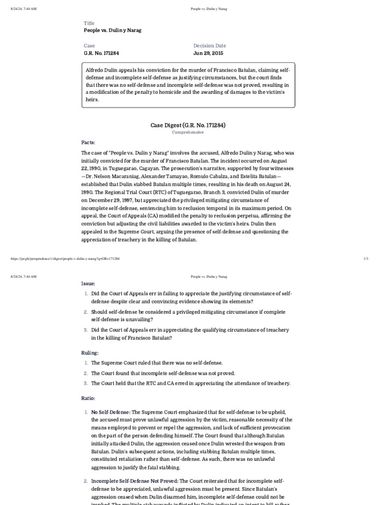 People vs. Dulin y Narag | PDF