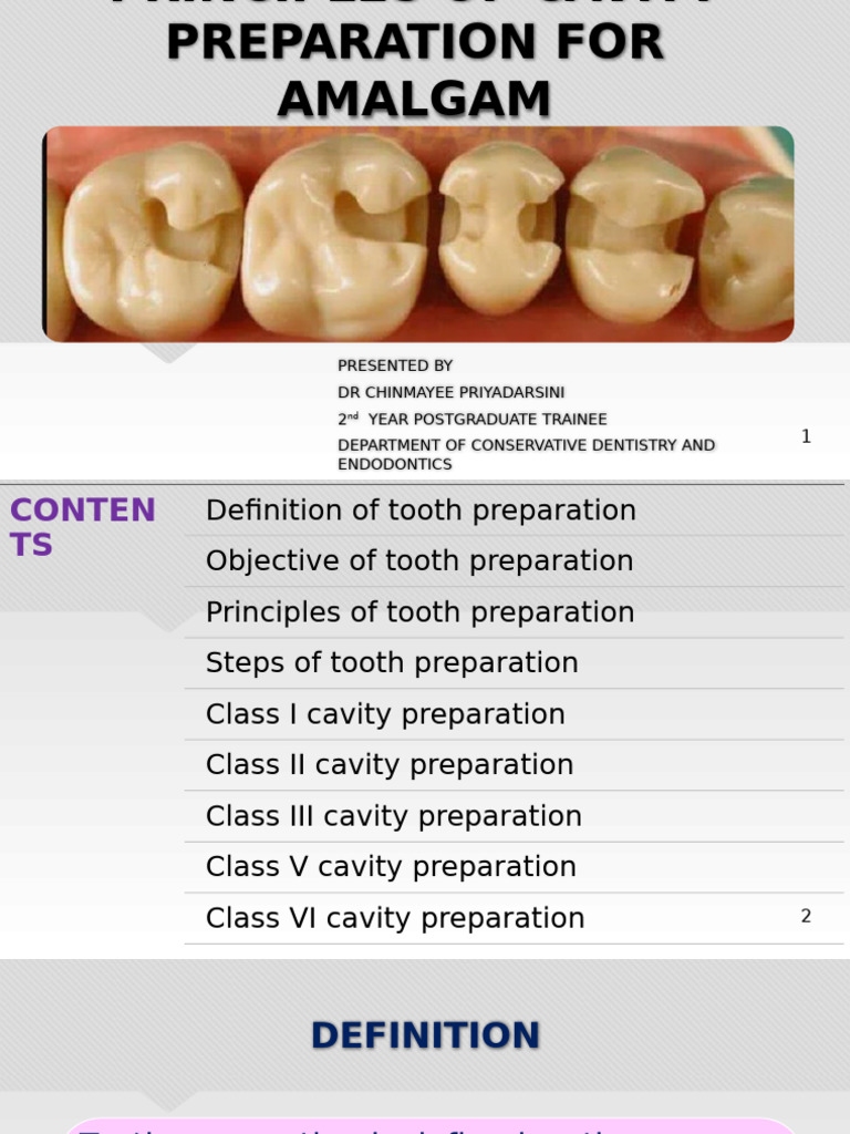 Amalgam Cavity Preparation | PDF | Human Tooth | Tooth Enamel