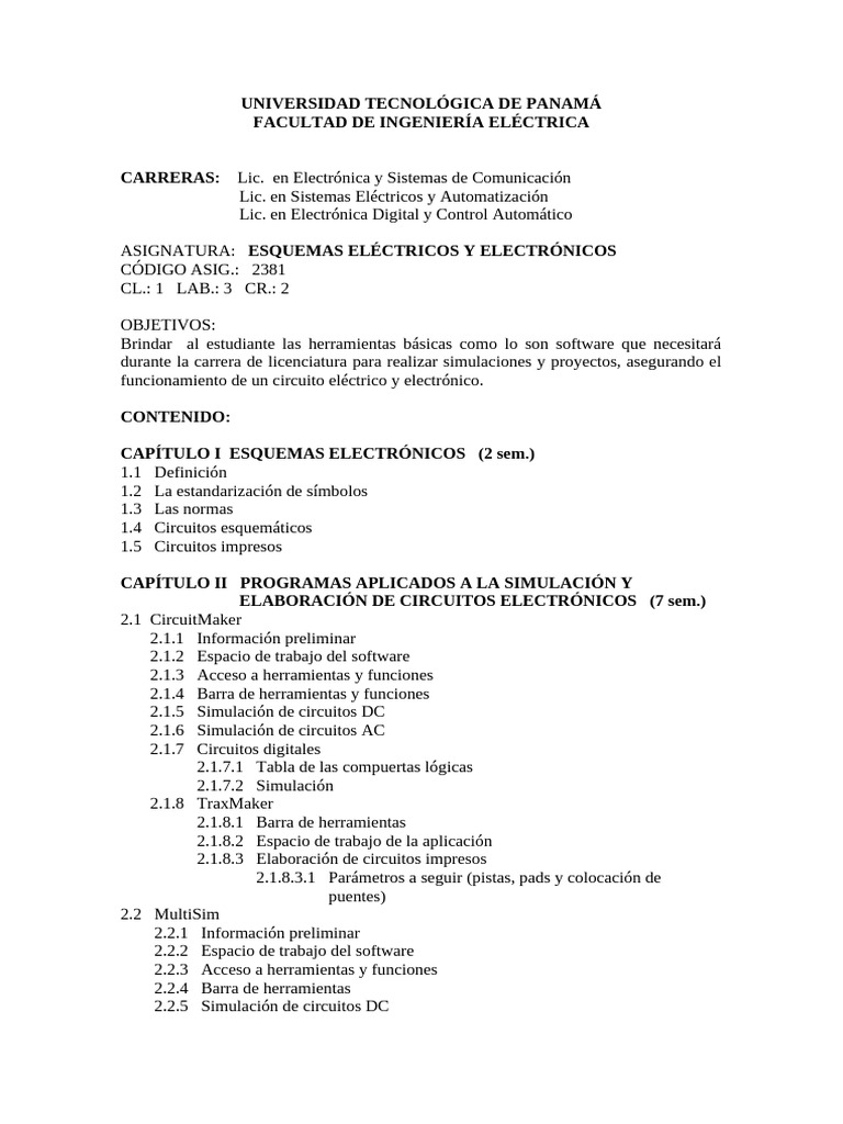 Plan Esquemas El Ctricos y Electr Nicos | PDF