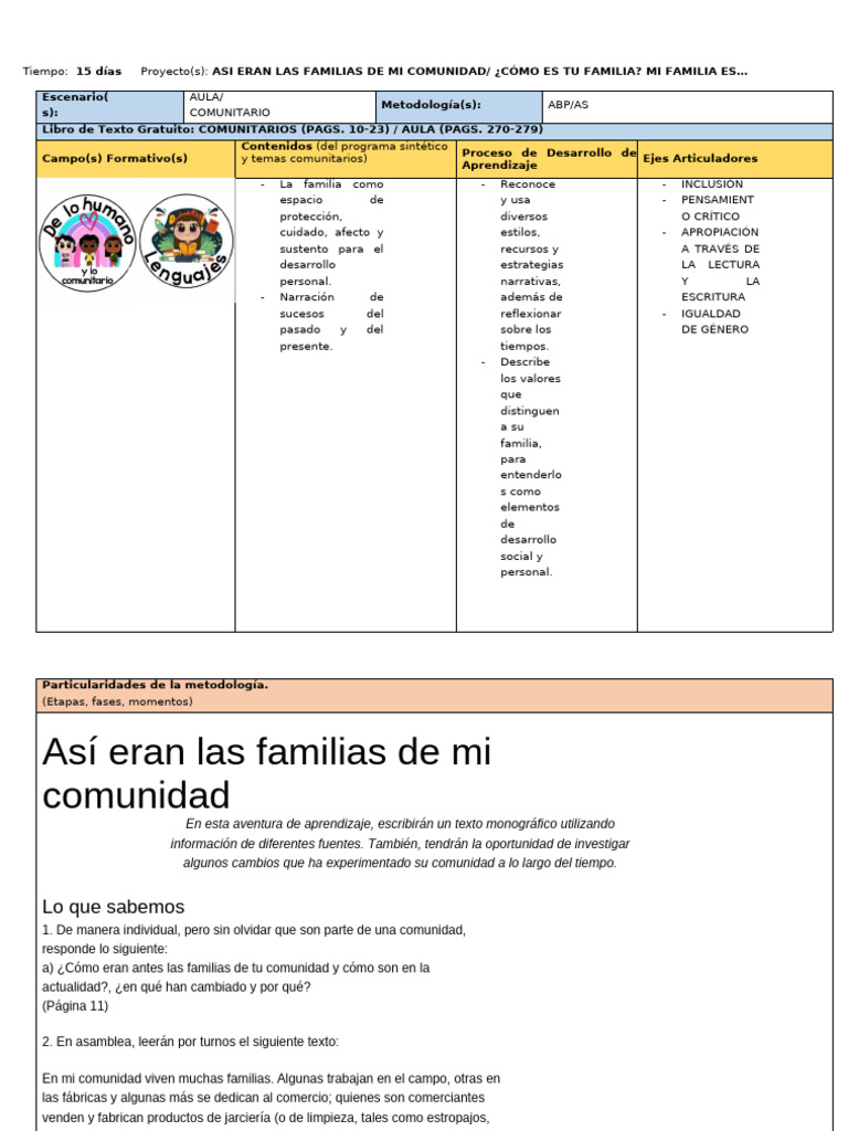 Cambios en las Familias de Mi Comunidad | PDF