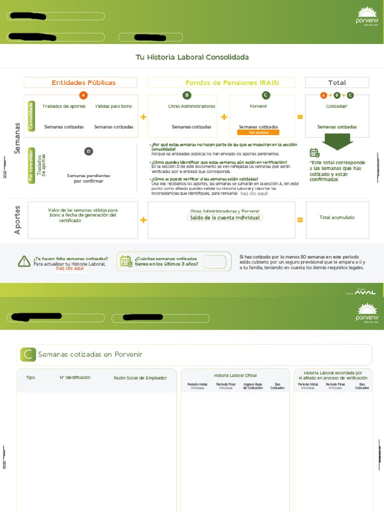 Historial Laboral Porvenir | PDF