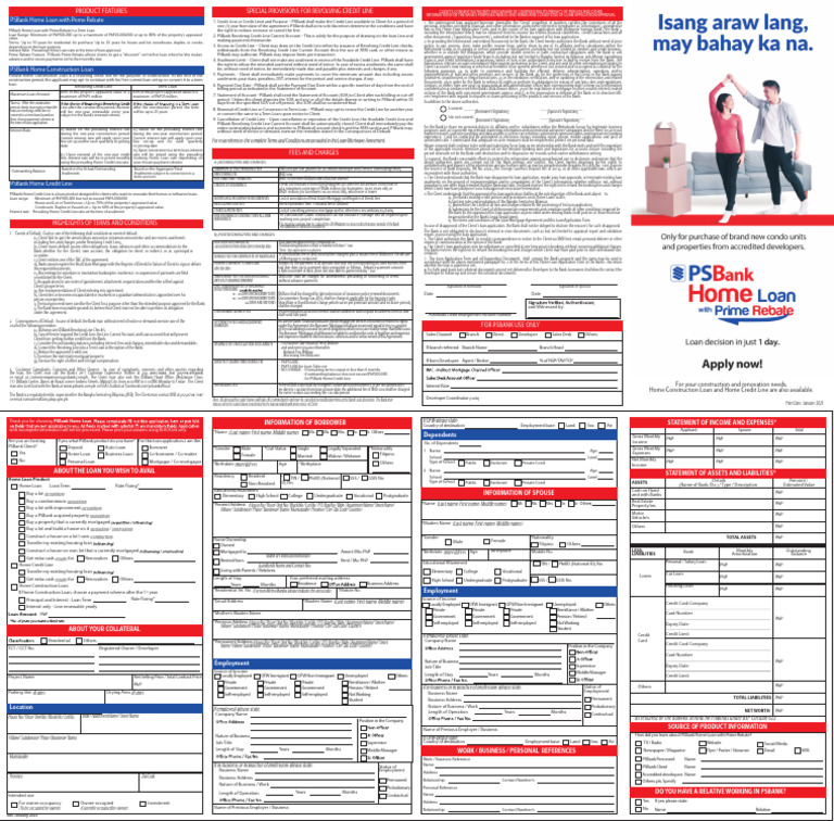 PSBank Home Loan Application Form | PDF