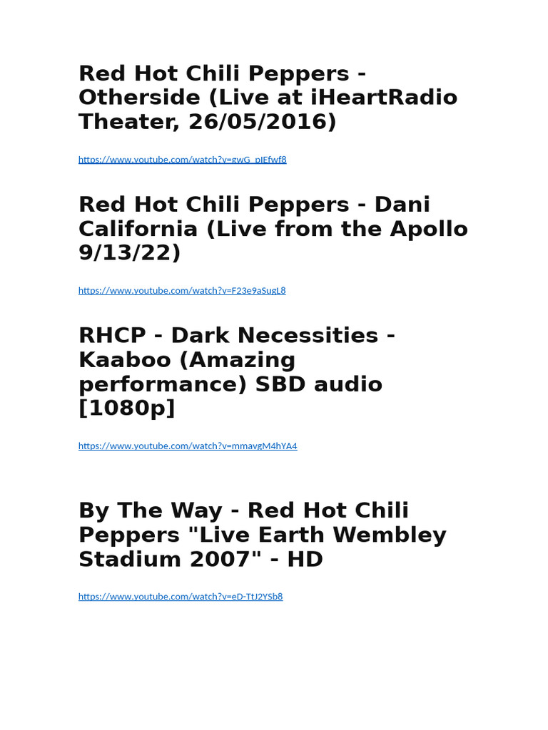Red Hot Chili Peppers | PDF