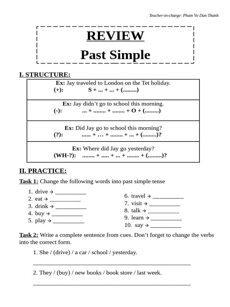 Handout Simple Past Regular and Irregular Verbs | PDF