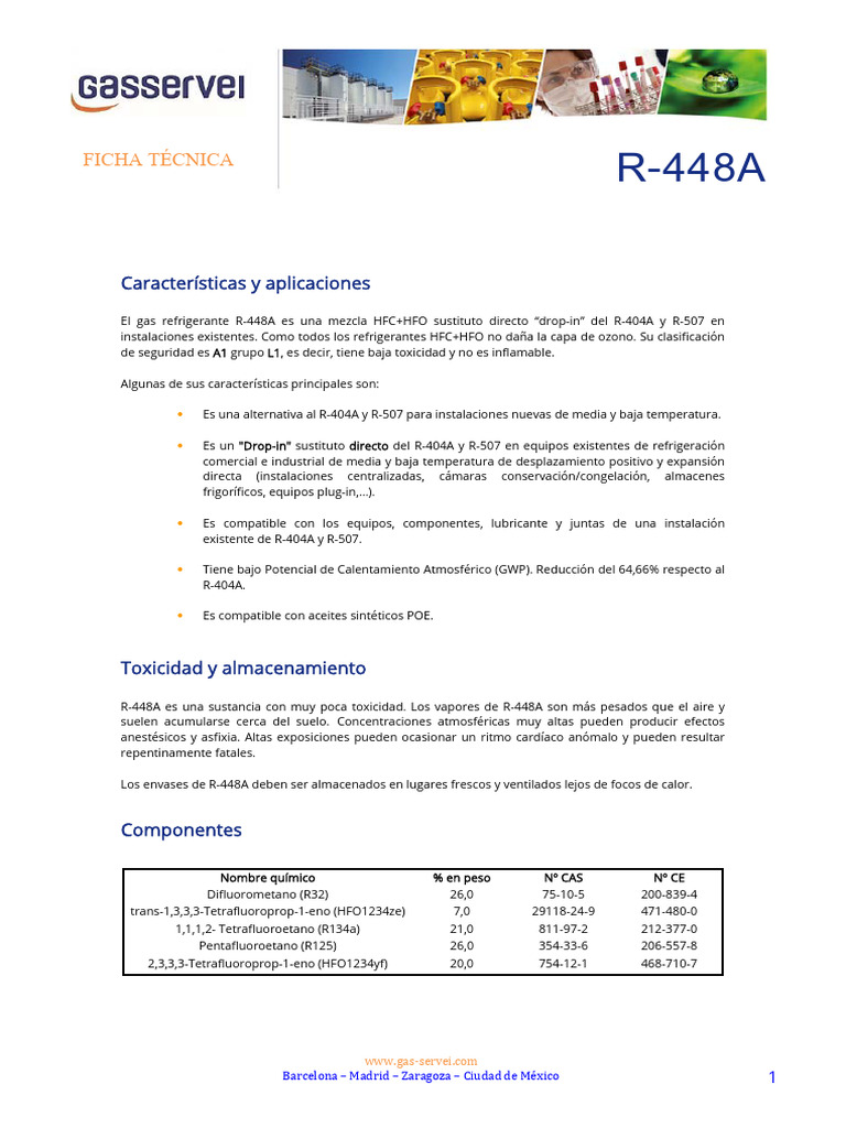 Ficha Tecnica R 448a Gas Servei | PDF