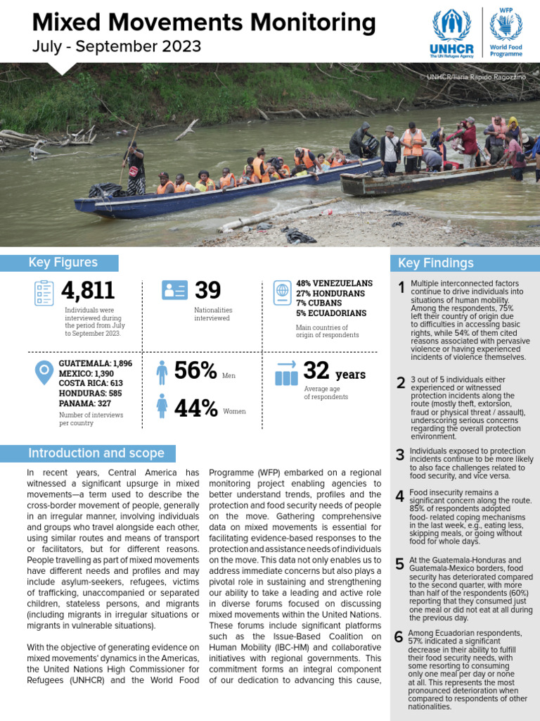 Mixed Movements Monitoring Q3 2023 - UNHCR-WFP-1 | PDF