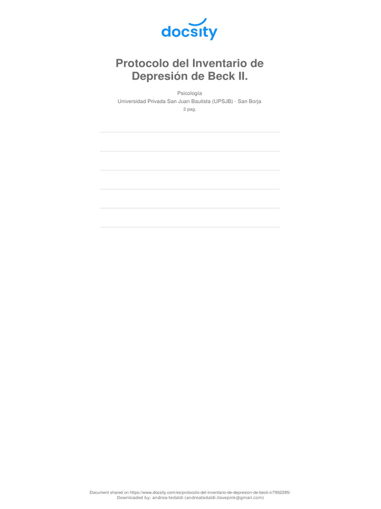 Docsity Protocolo Del Inventario de Depresion de Beck II | PDF