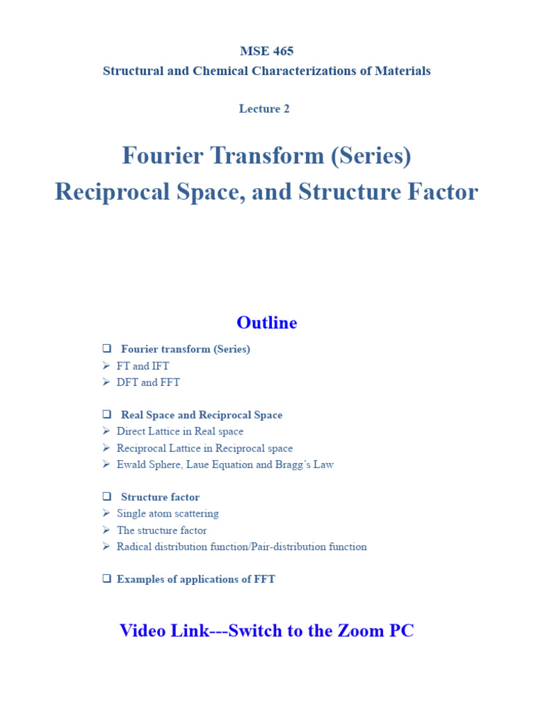 Lecture-02-FT-Reciprocal Space-Structure factor | PDF
