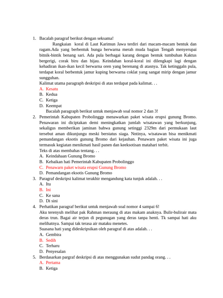Soal PTS Kelas 9 Teks Deskripsi | PDF