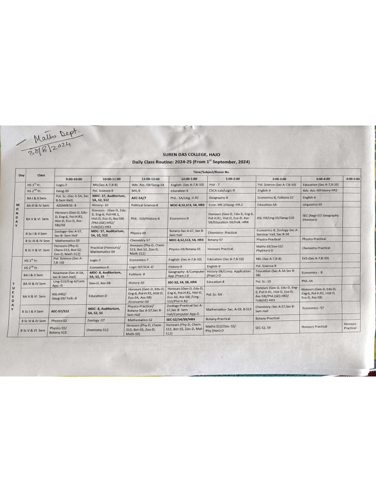 Class Routine | PDF