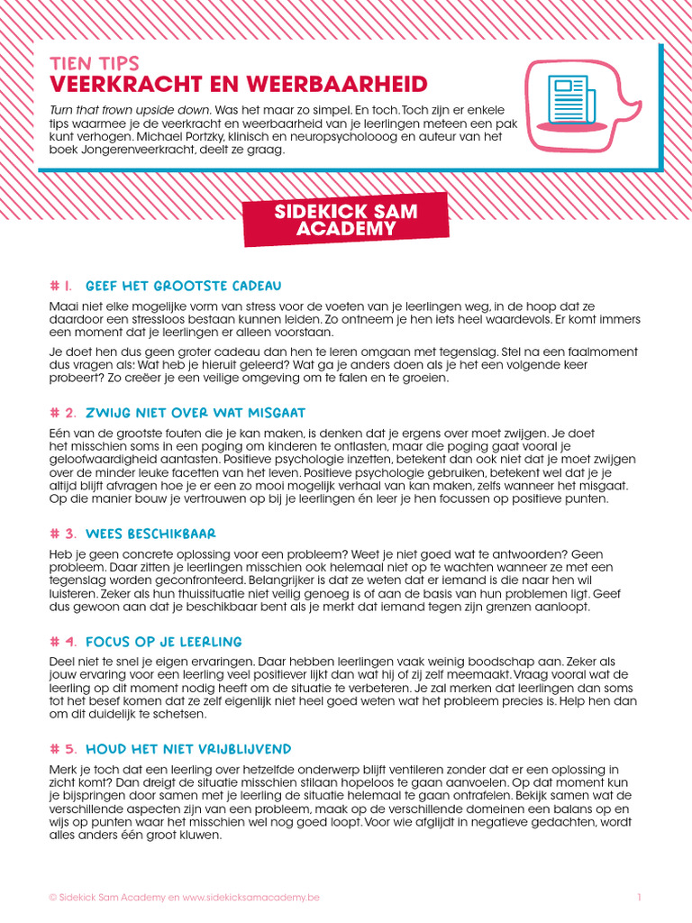 Tien Tips Veerkracht en Weerbaarheid | PDF