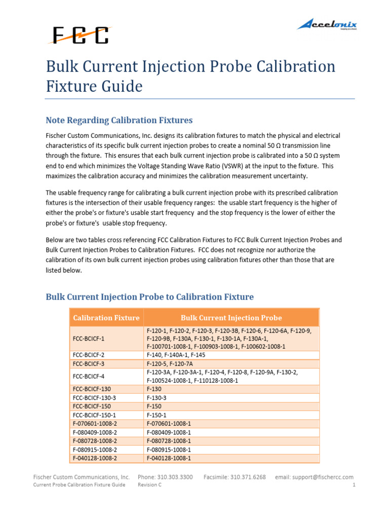 FCC-Bulk Current Injection Probe Fixture Guide 2013 10 04 1 83df | PDF