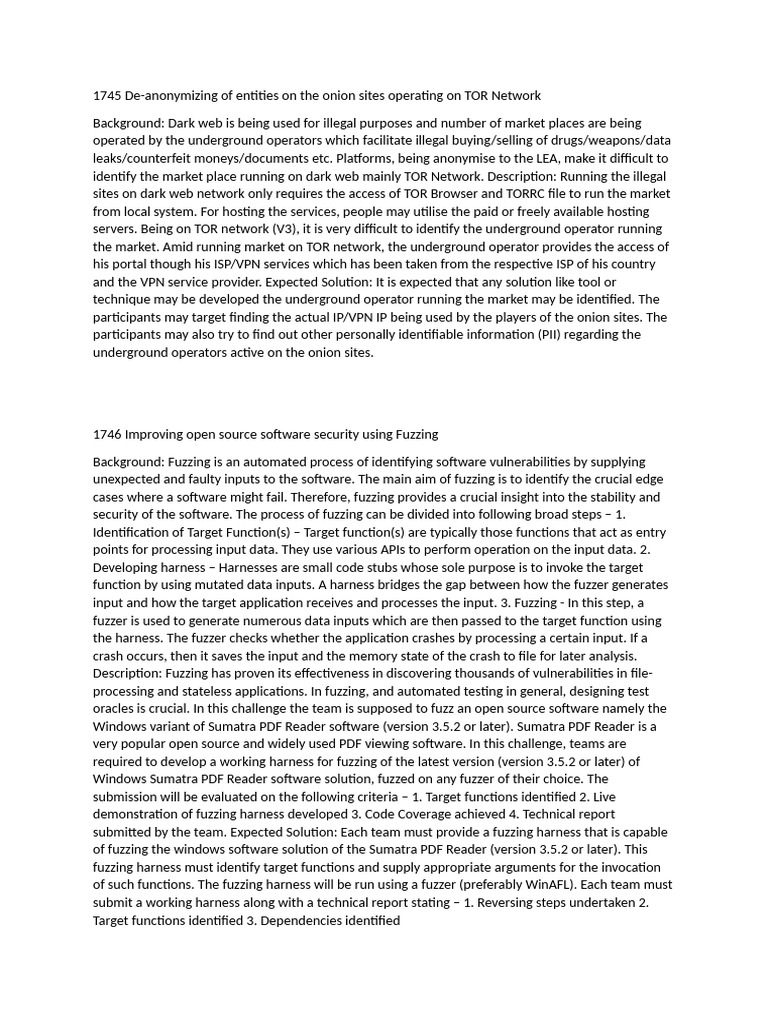 Problem Statement for Internship | PDF