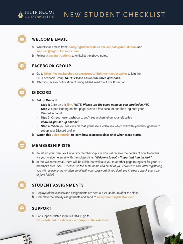 03-HIC - New Student Checklist | PDF