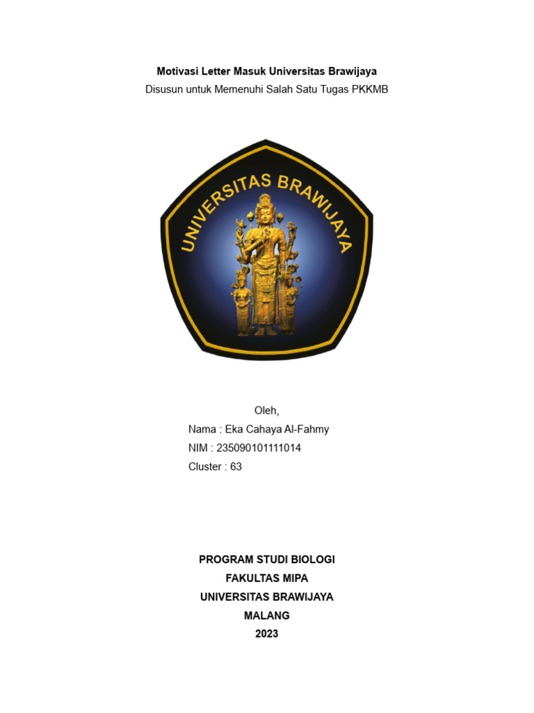 283318135-Motivasi Letter Masuk Universitas Brawijaya | PDF