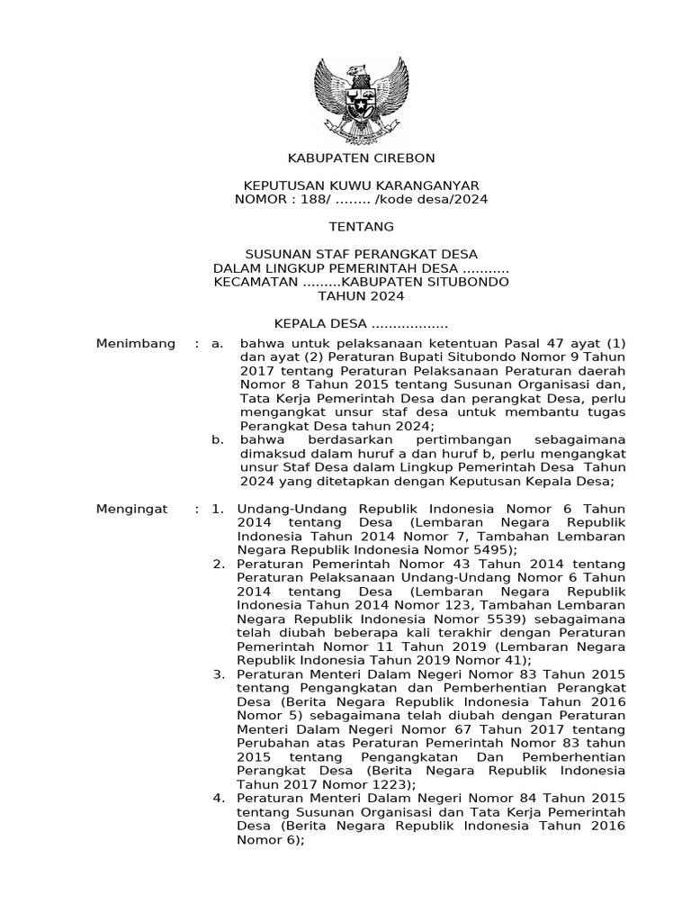 SK Staf Desa (WWW - Ciptadesa.com) | PDF