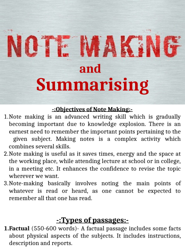 Class 11 Note Making | PDF